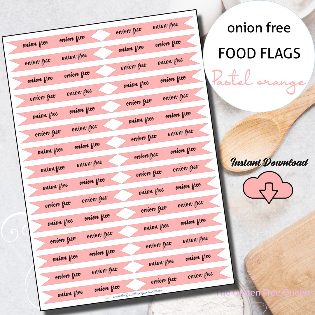 PRINTABLE Onion Free Flags, Onion Free Sign, Onion Allergy Pick, Onion ...