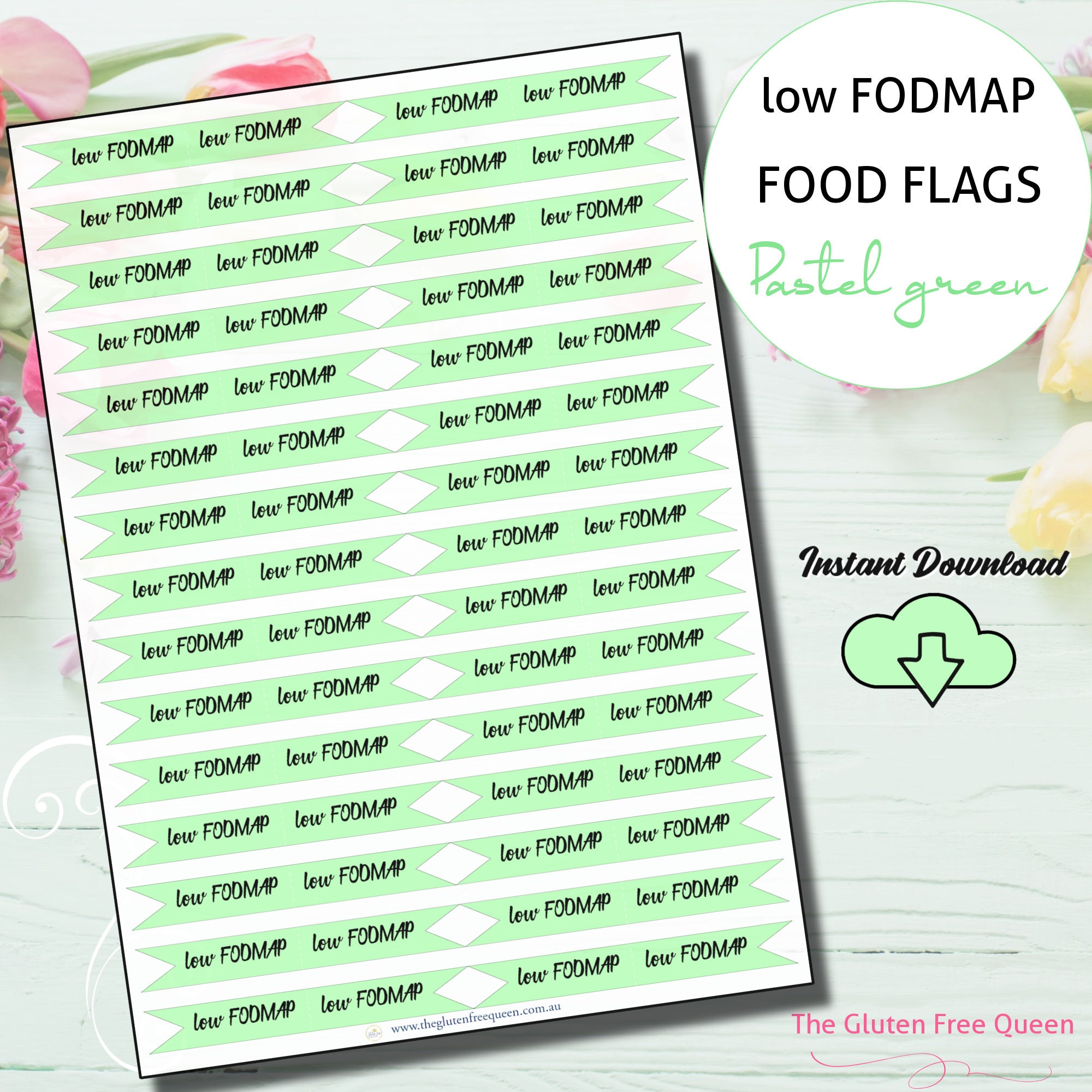 PRINTABLE Low FODMAP Flags, Low FODMAP Sign, Allergy Pick, Alert Flag ...
