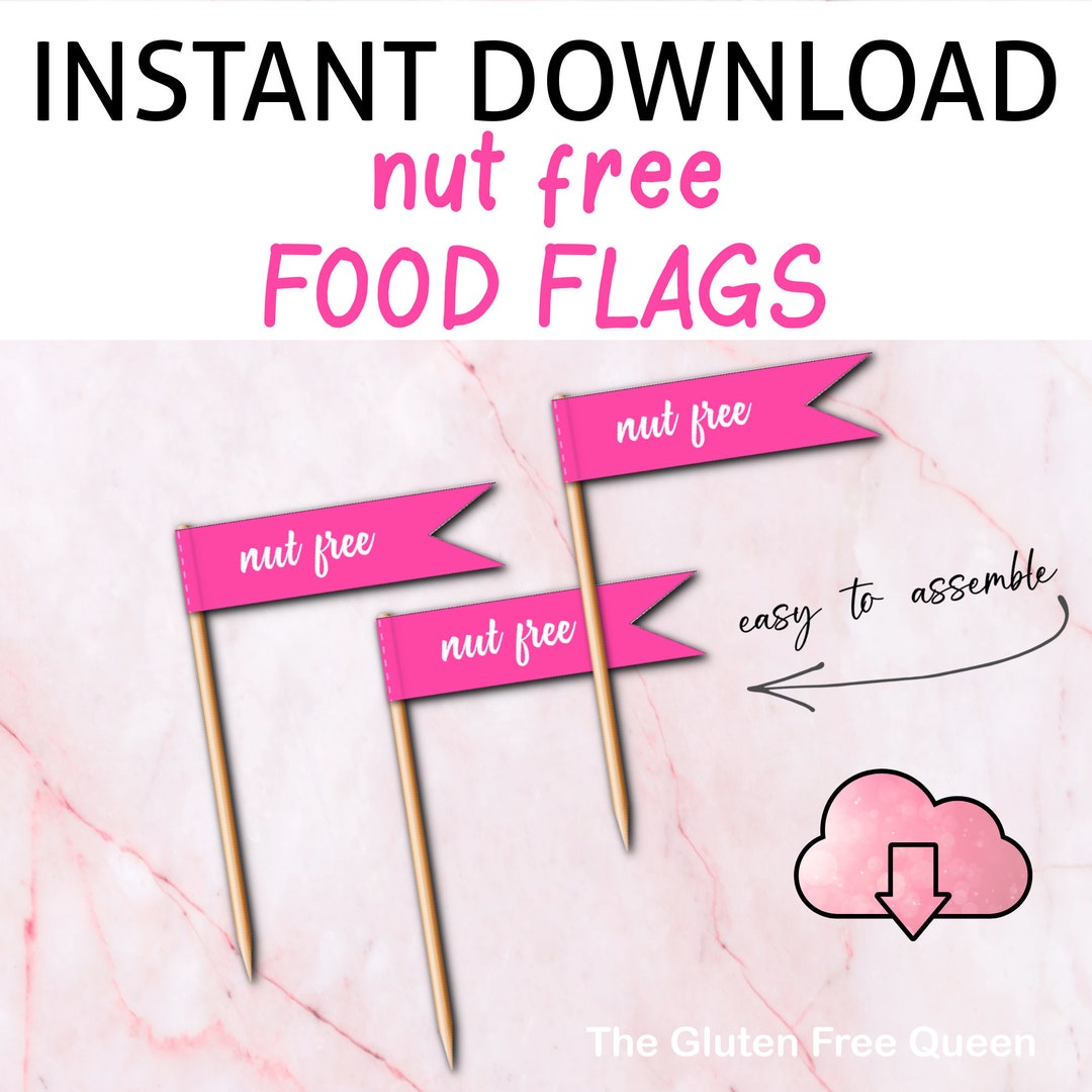 PRINTABLE Nut Free Flag, Nut Free Sign, Nut Allergy Alert Flag, Nut ...