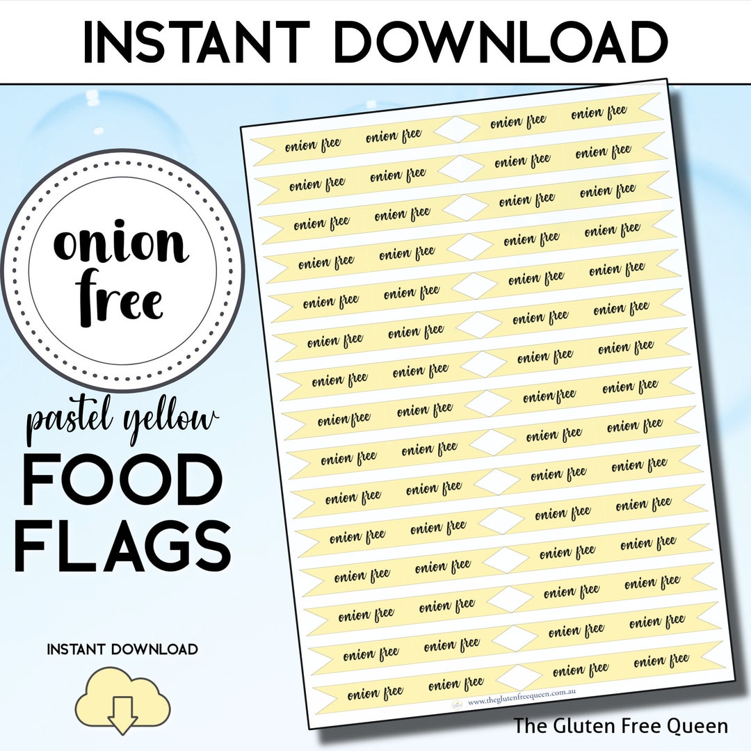 PRINTABLE Onion Free Flags, Onion Free Sign, Onion Allergy Pick, Onion ...