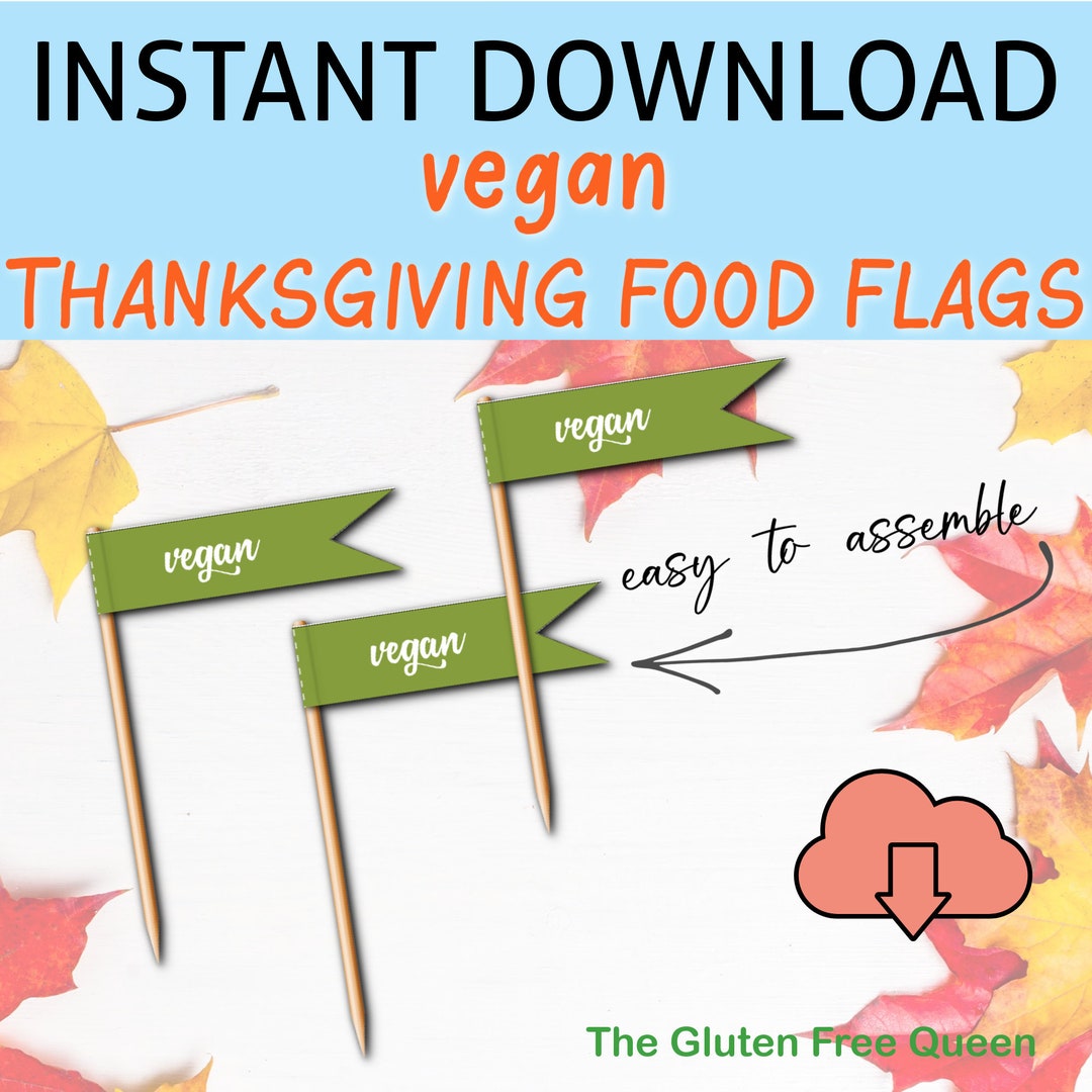 PRINTABLE Vegan Toothpick Food Flags, Vegan Food Sign, Thanksgiving ...