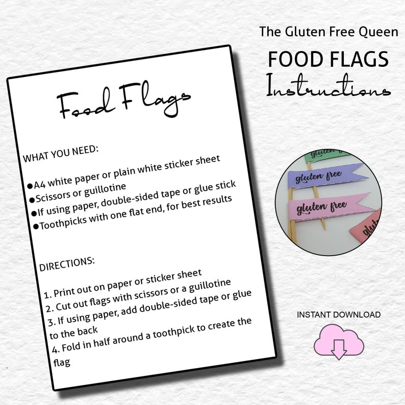 PRINTABLE Low FODMAP Flags, Low FODMAP Sign, Allergy Pick, Alert Flag ...
