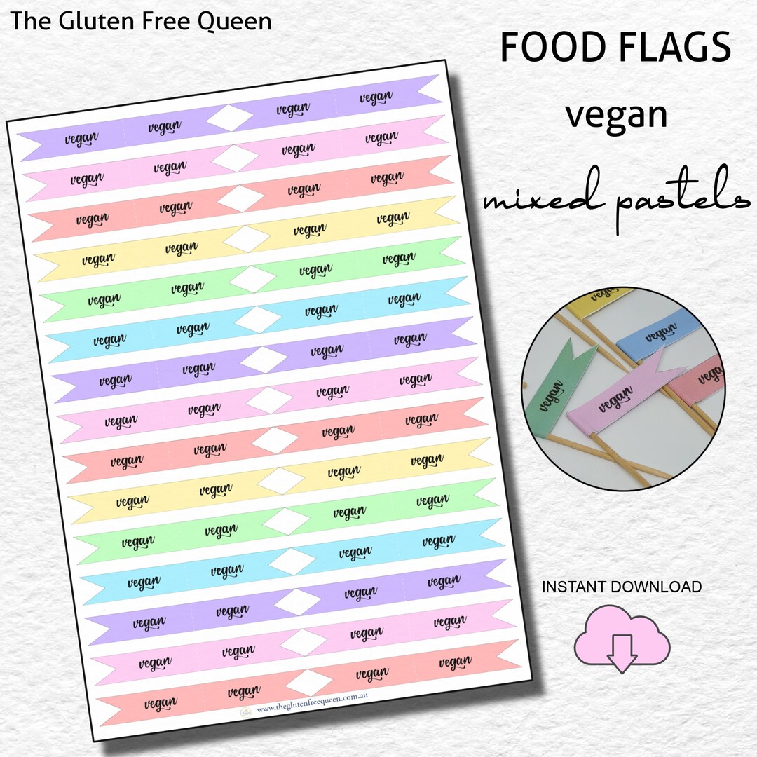 PRINTABLE Vegan Flag, Vegan Topper, Vegan Sign, Vegan Catering Sign ...