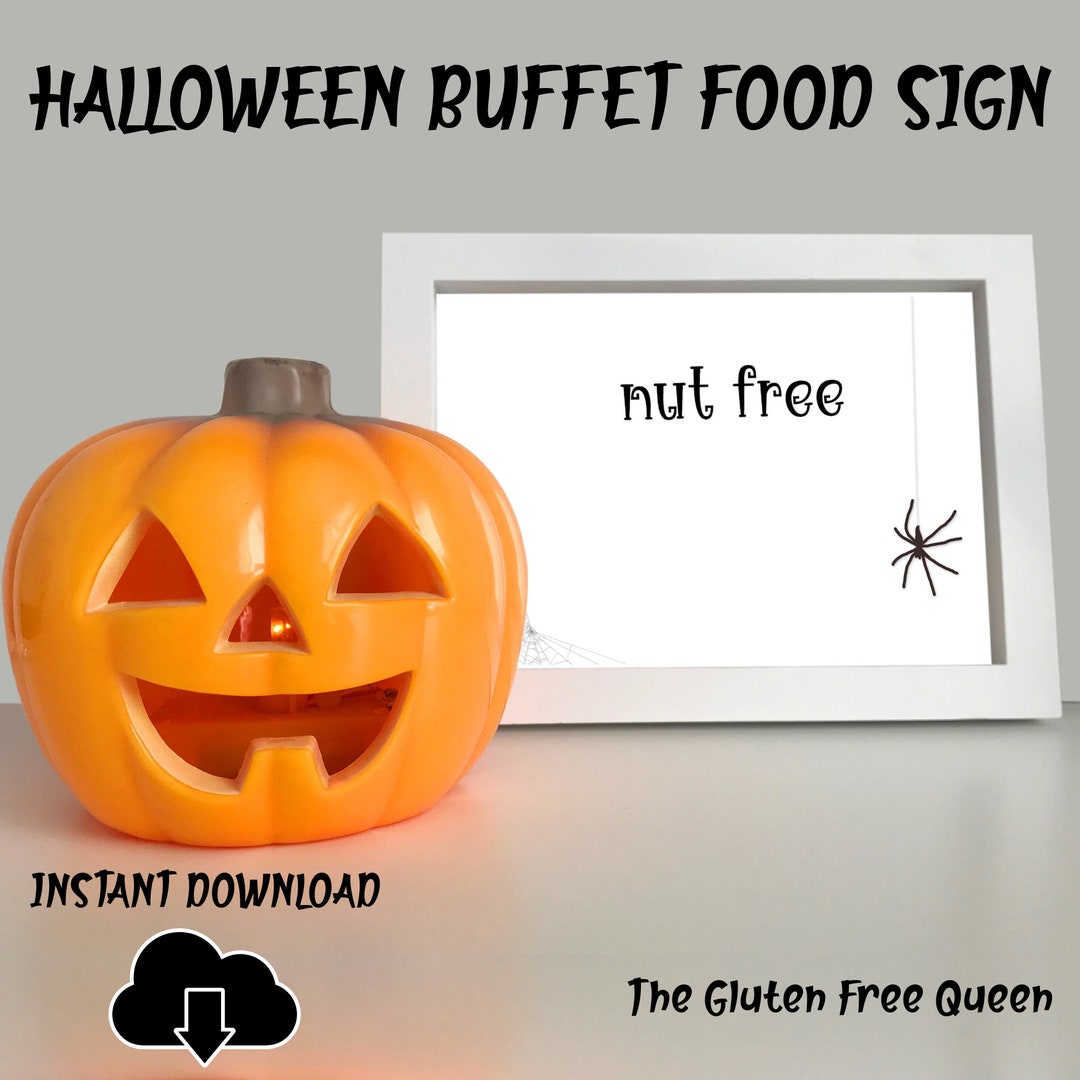 Nut Free Halloween Buffet Food Sign, Printable Halloween Table Decor ...