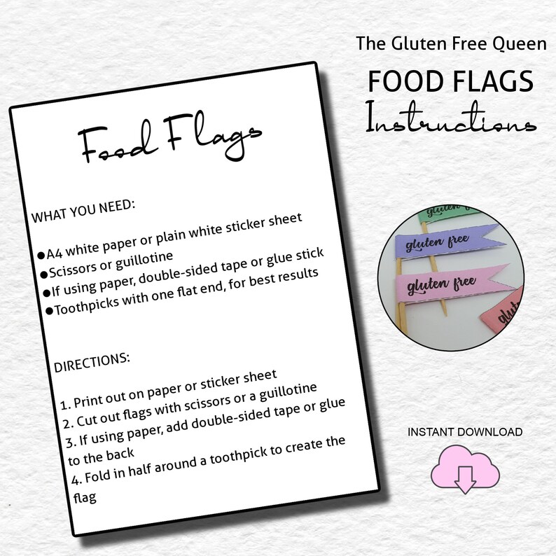 PRINTABLE Gluten Free Food Flags, Gluten Free Pick, Gluten Free Baking ...