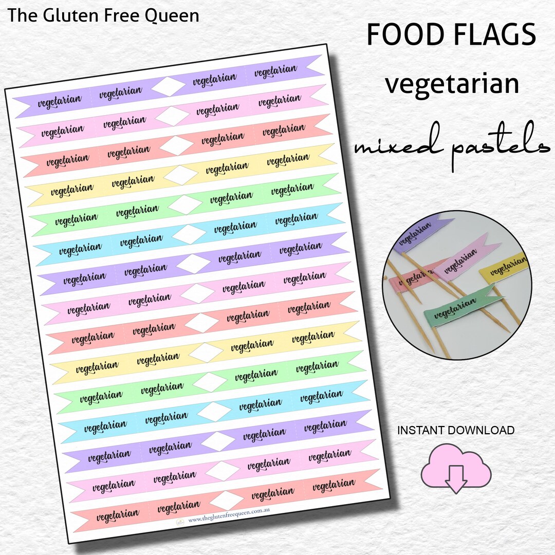 PRINTABLE Vegetarian Food Flag, Vegetarian Topper, Vegetarian Catering ...