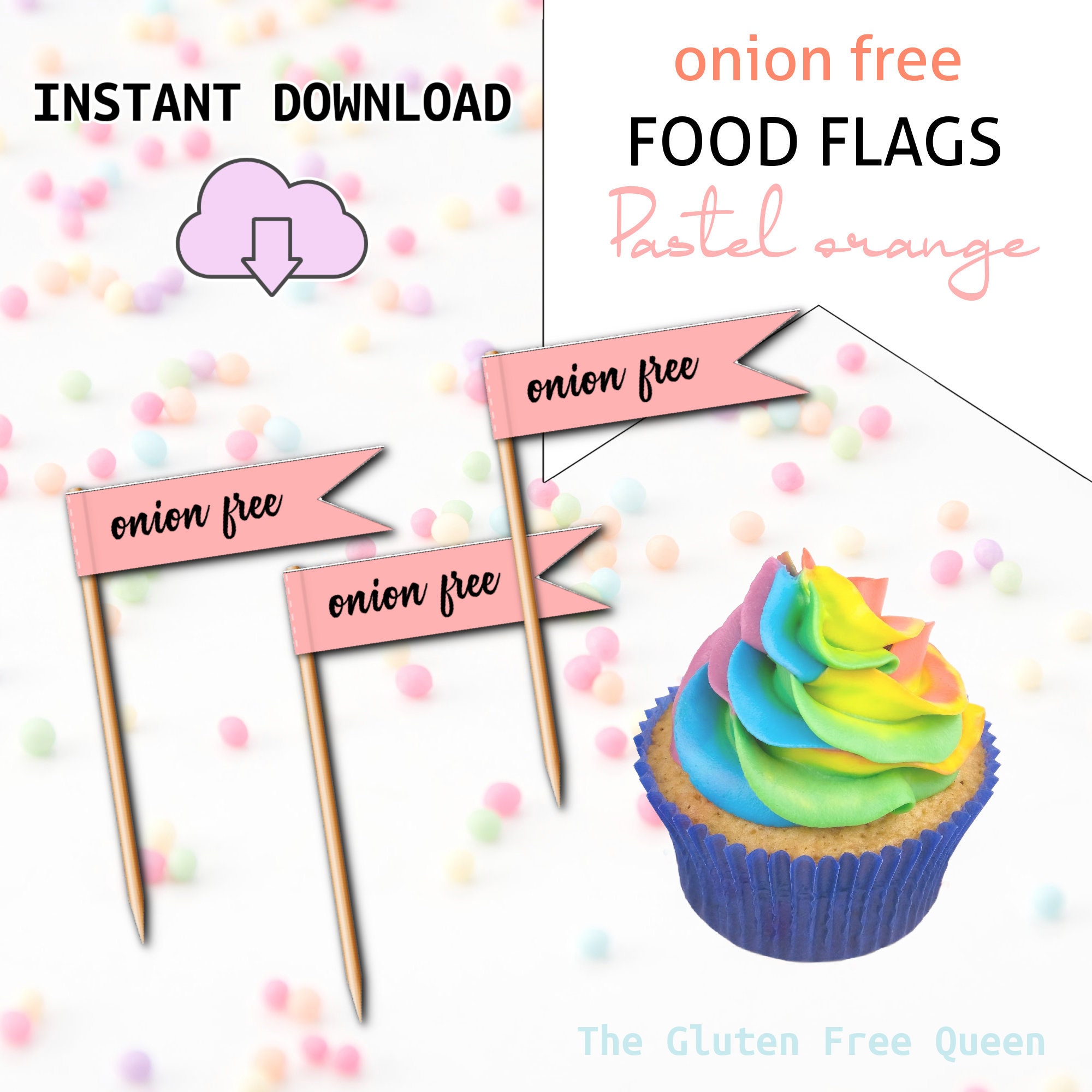 PRINTABLE Onion Free Flags, Onion Free Sign, Onion Allergy Pick, Onion ...