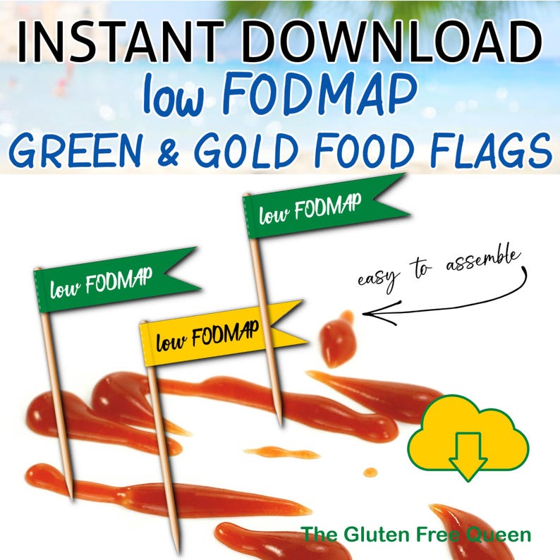 PRINTABLE Green and Gold Low Fodmap Food Flags (australia Day) - Etsy