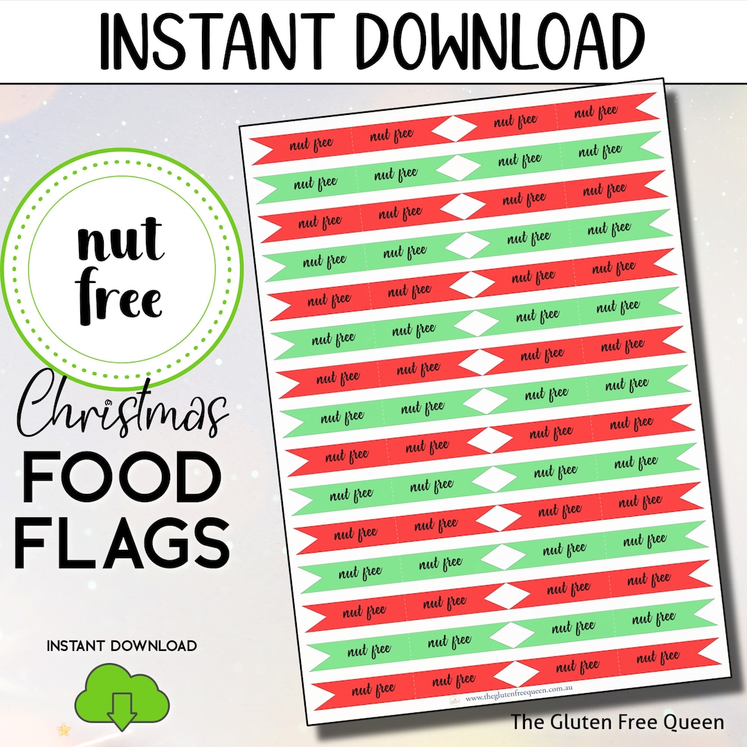 PRINTABLE Nut Free Flag, Nut Free Sign, Nut Allergy Alert Flag, Nut ...
