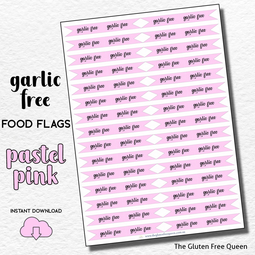 PRINTABLE Garlic Free Flags, Garlic Free Sign, Garlic Allergy Pick ...