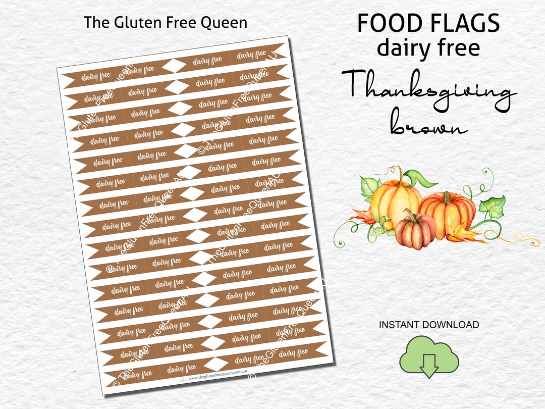 Thanksgiving Dairy Free Food Flags Dairy Free Flags Dairy - Etsy
