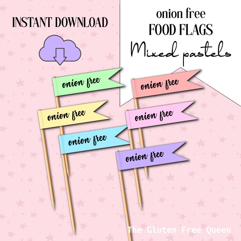 PRINTABLE Onion Free Flags, Onion Free Sign, Onion Allergy Pick, Onion ...
