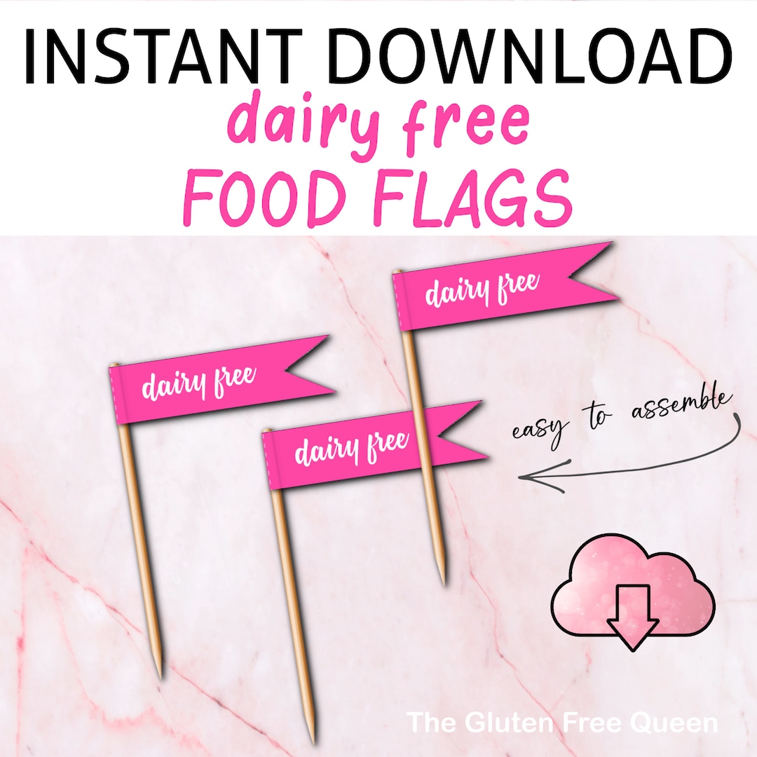 PRINTABLE Dairy Free Flags, Dairy Free Food Topper, Dairy Free Sign ...