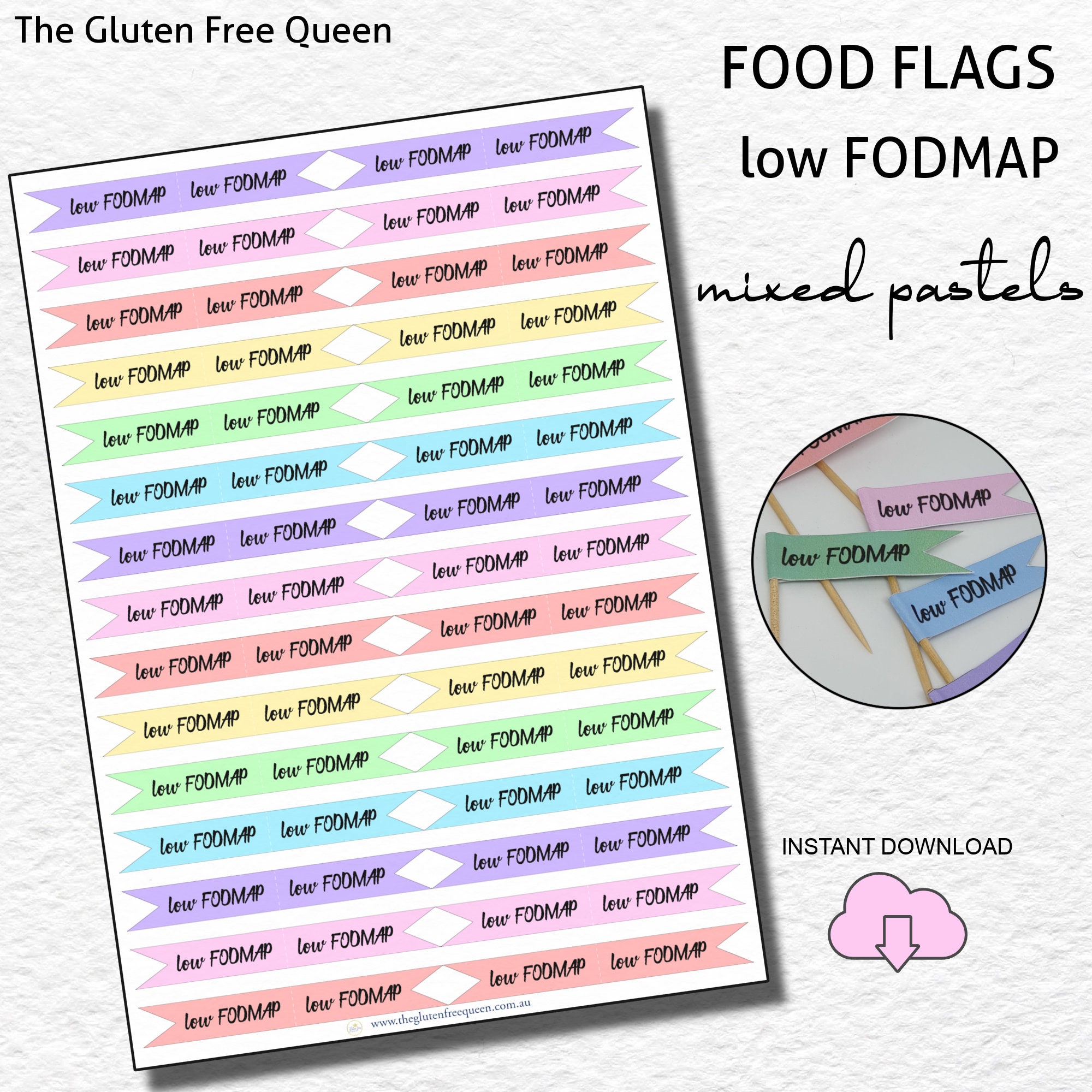 PRINTABLE Low FODMAP Flags, Low FODMAP Sign, Allergy Pick, Alert Flag ...