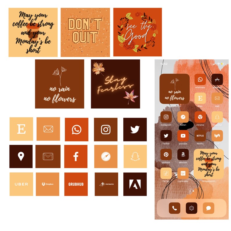Ios14 Fall Icons Widgets and Backgrounds - Etsy