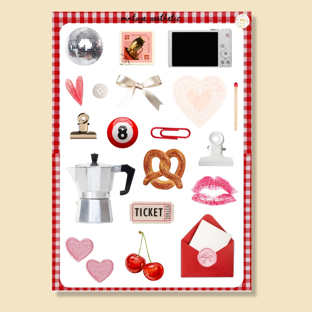 Vintage Junk Journal 5x7 Sticker Sheet,scrapbook Stickers, Journal ...
