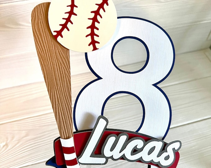 Baseball Cake Topper, Personalized Baseball Cake Topper, Baseball Theme ...