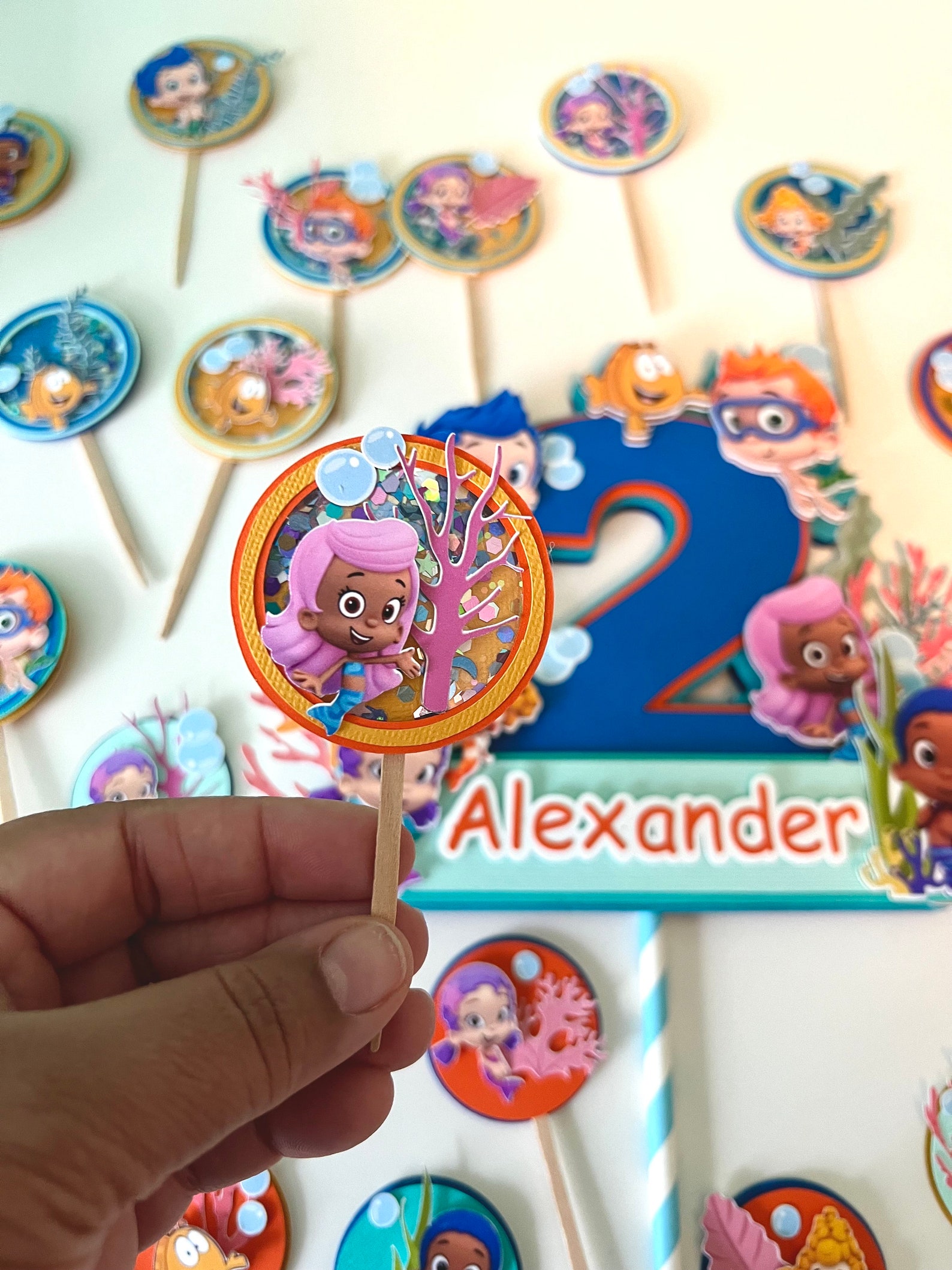 Bubble Guppies Cake Topper, Bubble Guppies Shaker Cake Topper, Birthday ...
