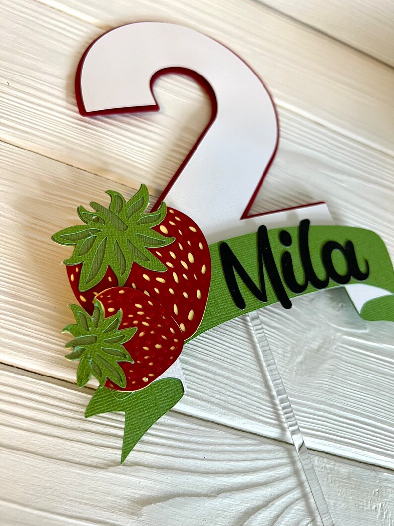 Strawberry Cake Topper, Fruit Cake Topper, Personalized Cake Topper ...