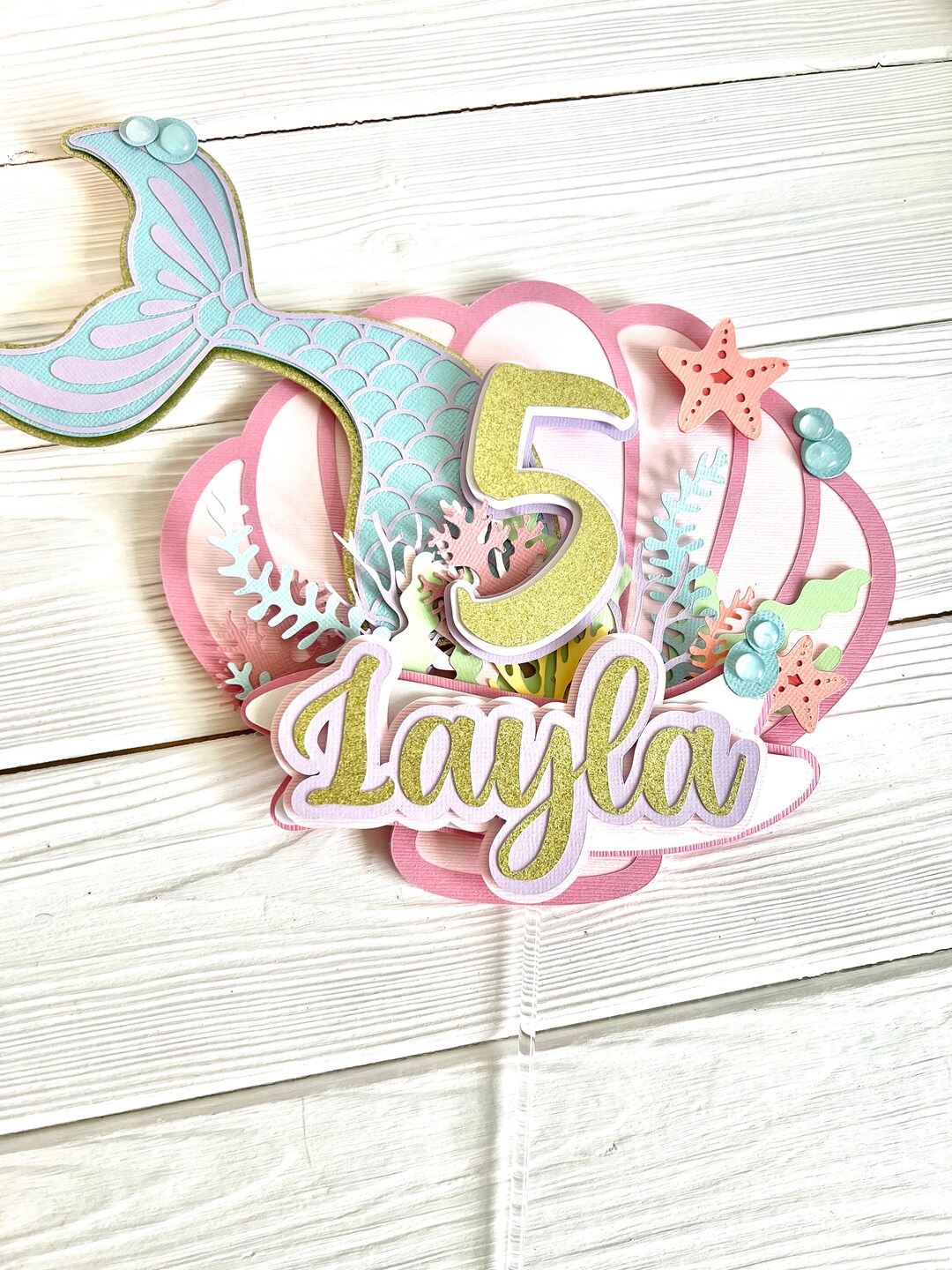 Mermaid Tail Cake Topper, Mermaid Topper, Custom Topper, Mermaid Theme ...