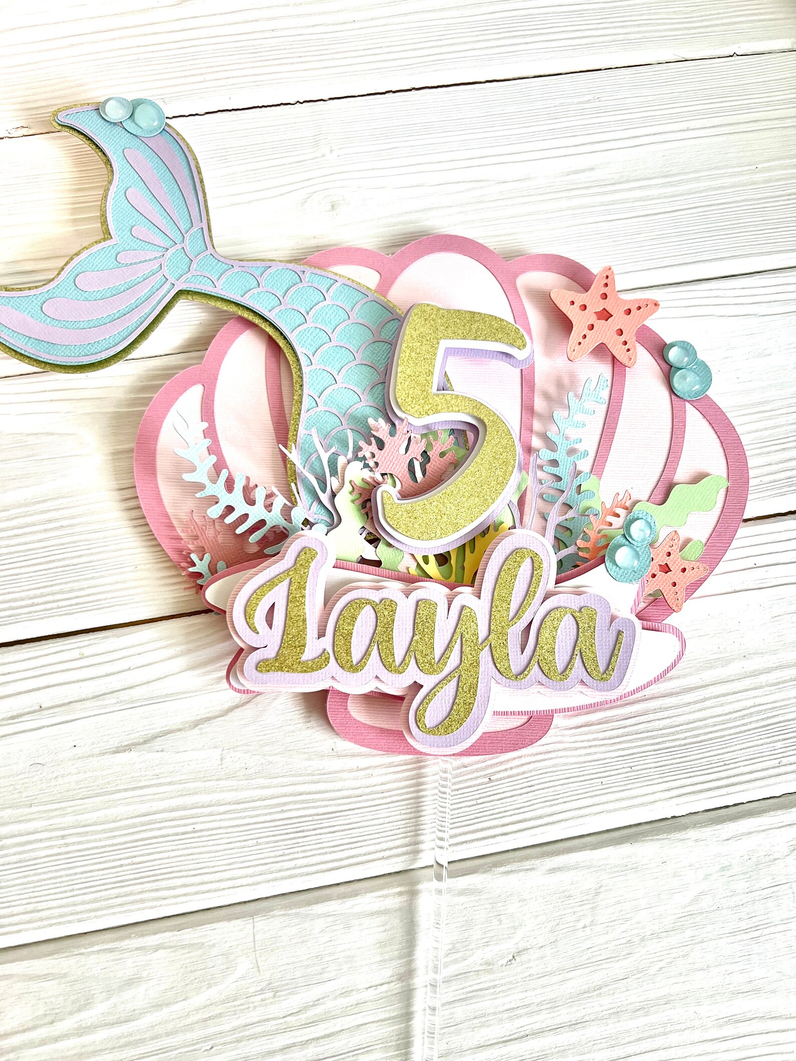Mermaid Tail Cake Topper, Mermaid Topper, Custom Topper, Mermaid Theme ...