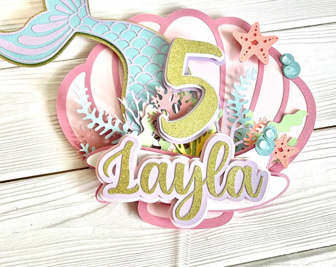 Mermaid Tail Cake Topper, Mermaid Topper, Custom Topper, Mermaid Theme ...