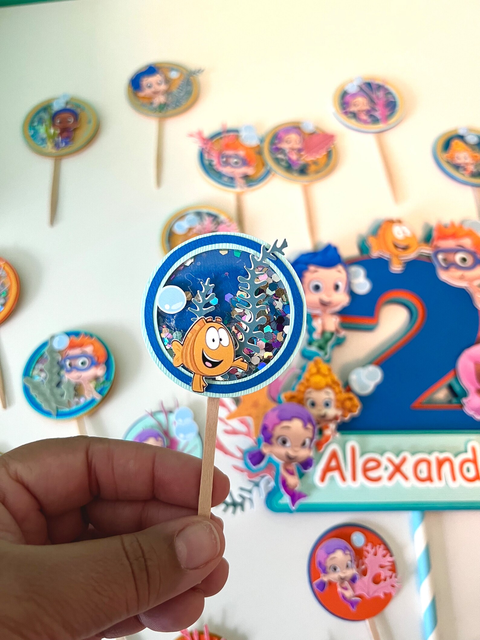 Bubble Guppies Cake Topper, Bubble Guppies Shaker Cake Topper, Birthday ...