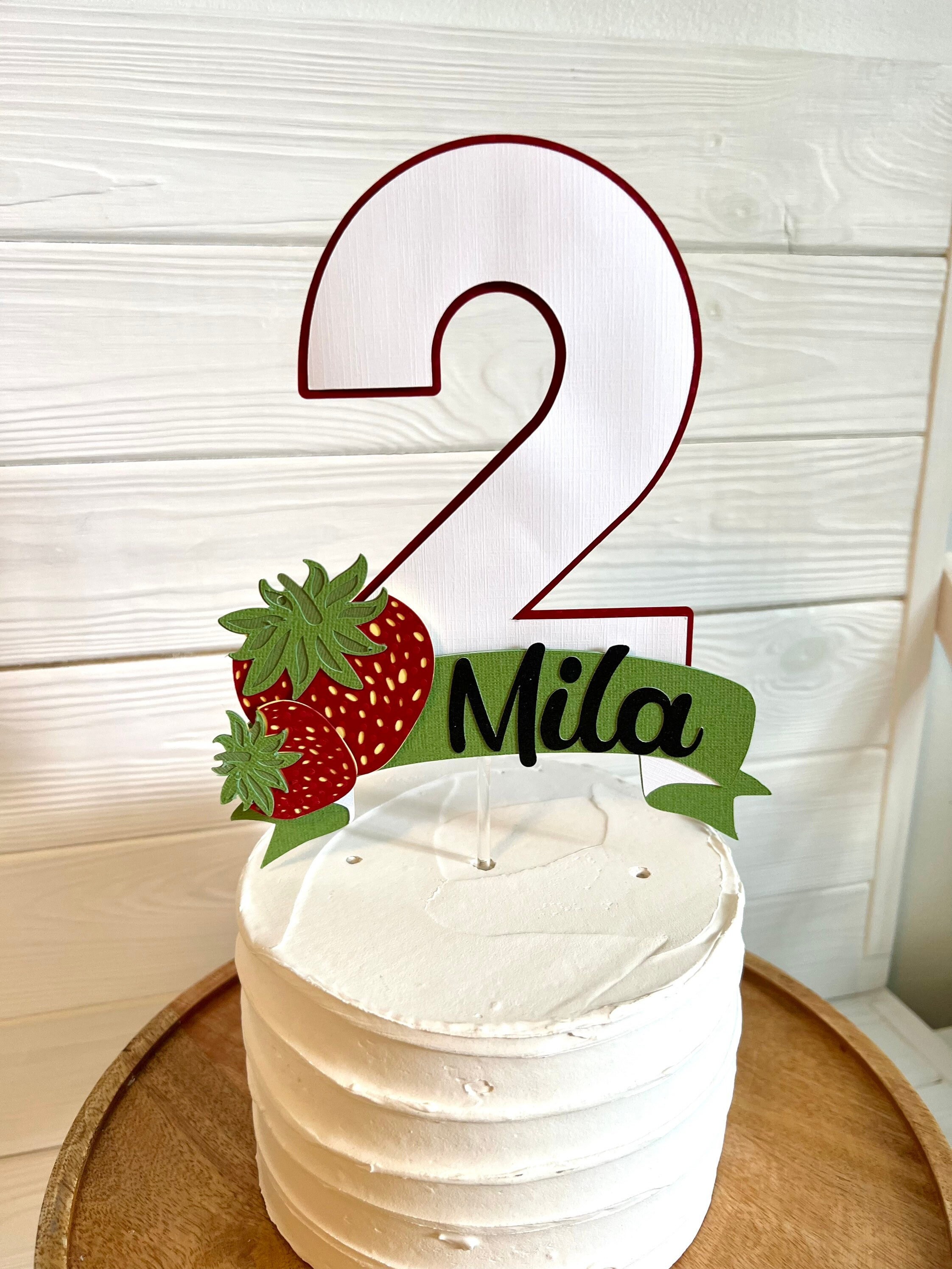 Strawberry Cake Topper, Fruit Cake Topper, Personalized Cake Topper ...