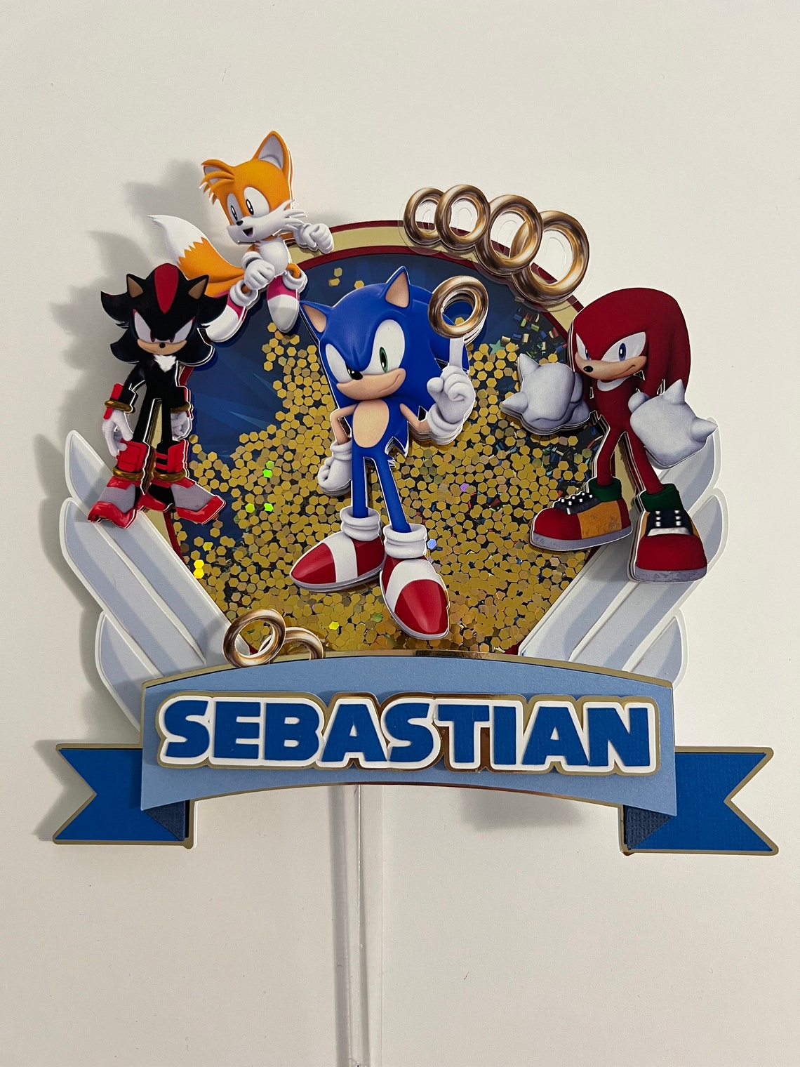 Sonic Topper, Sonic Shaker Cake Topper, Birthday Cake Topper, Shaker ...