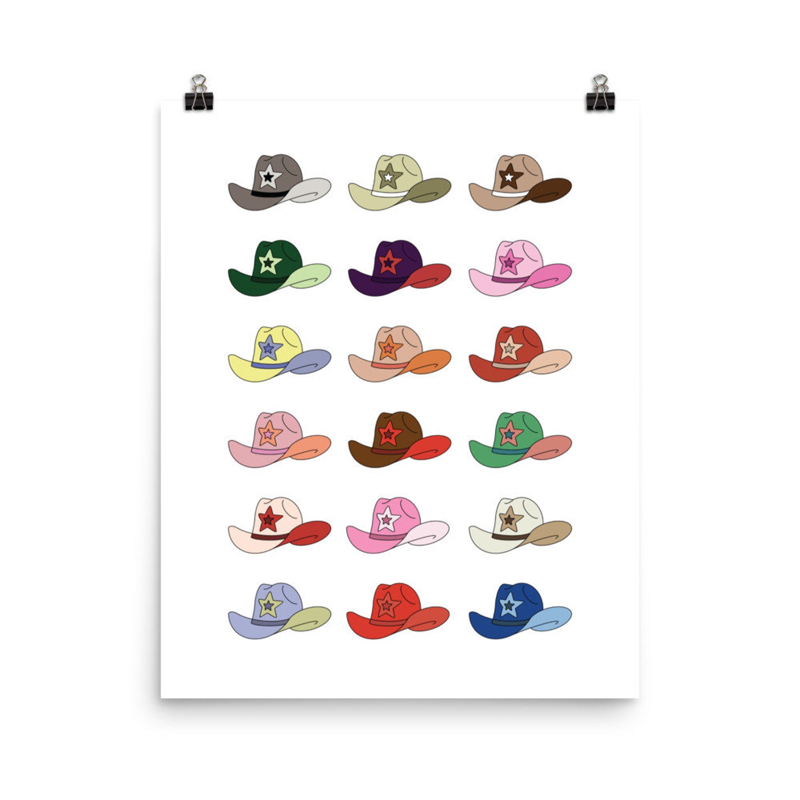 Colorful Cowboy Hat Poster, Eclectic Western Wall Art, Boho Wall Art ...