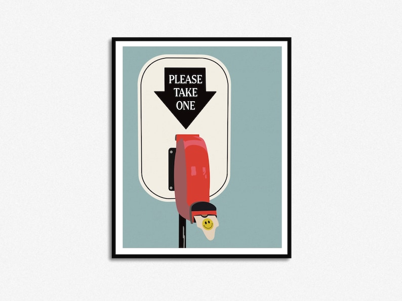 Smiley Face Ticket Machine | Illustration | Motivational Print ...