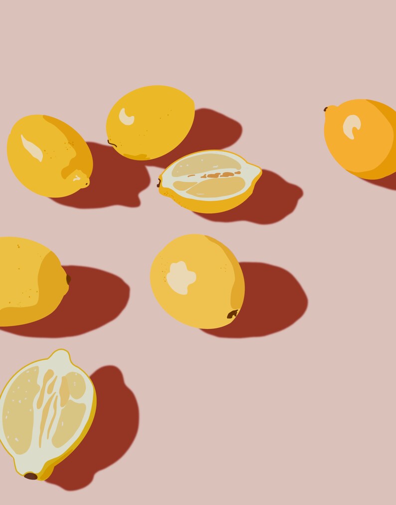 Bright Lemons | Boho Chic Drawing | Fruit Magazine Illustration Print ...