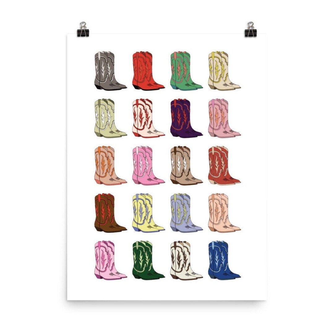 Cowboy Caviar Wall Decor, Colorful Cowgirl Boots, Rainbow Wall Art ...