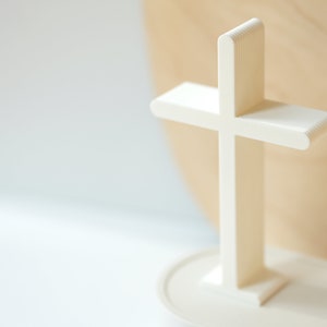 Standing Cross, Cross Statue, Cross on Stand, Table Top Cross, White ...