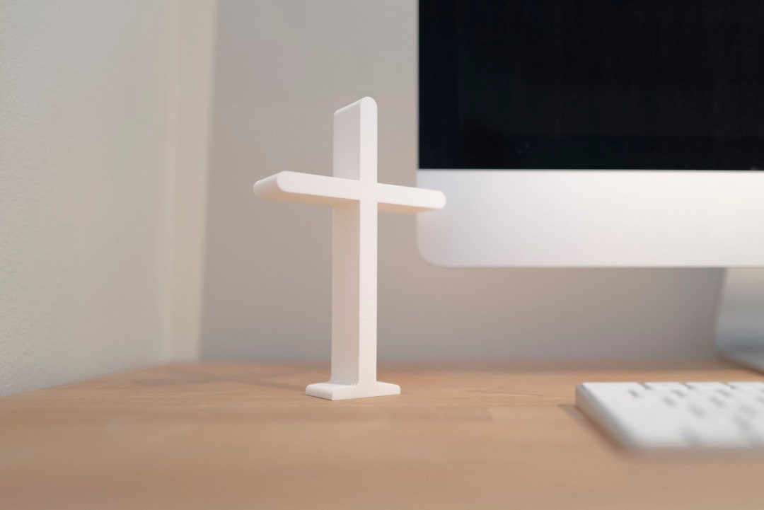 Standing Cross, Cross Statue, Cross on Stand, Table Top Cross, White ...
