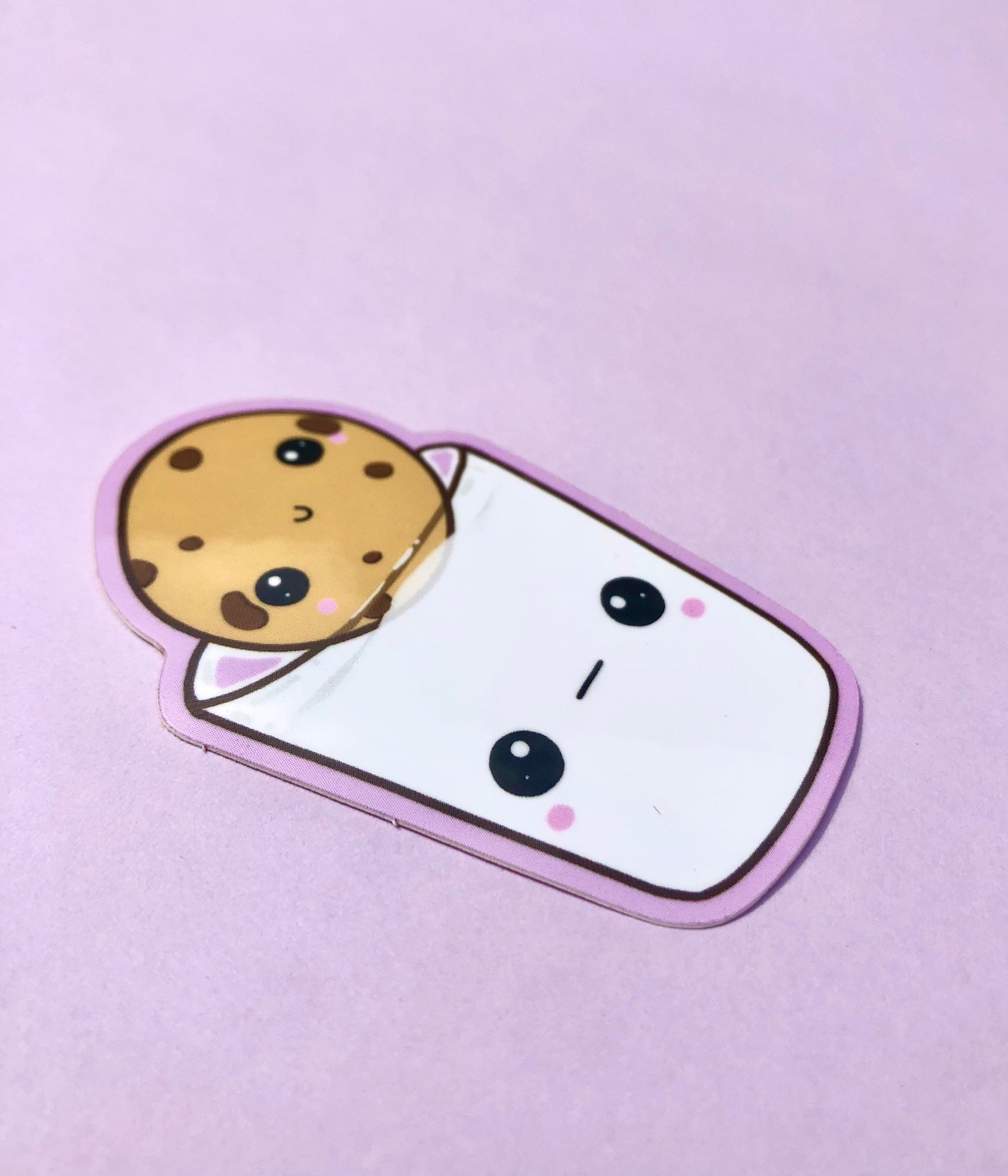 Adorable Cookie Vinyl Sticker| Kawaii Cookie, Dipped in Milk, Shiny ...