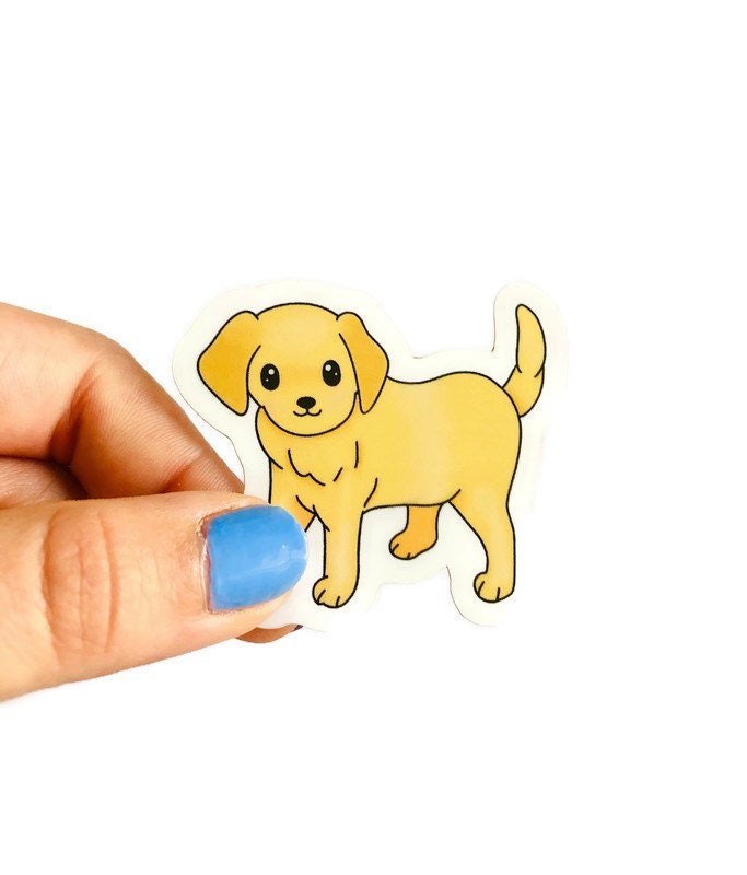 Cute Dog Sticker Labrador/golden Retriever Puppy, Vinyl Sticker - Etsy