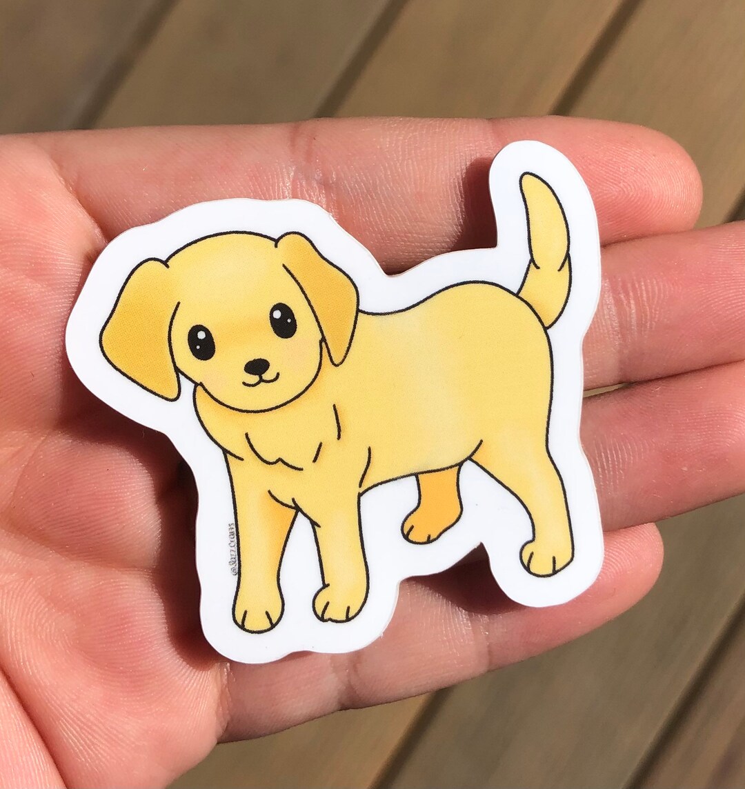 Cute Dog Sticker Labrador/golden Retriever Puppy, Vinyl Sticker - Etsy