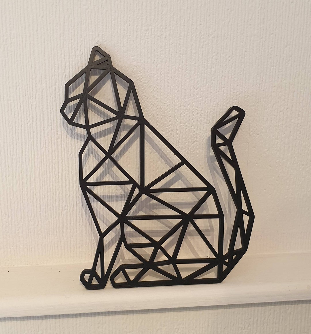 Geometric Black Cat Wall Art - Etsy