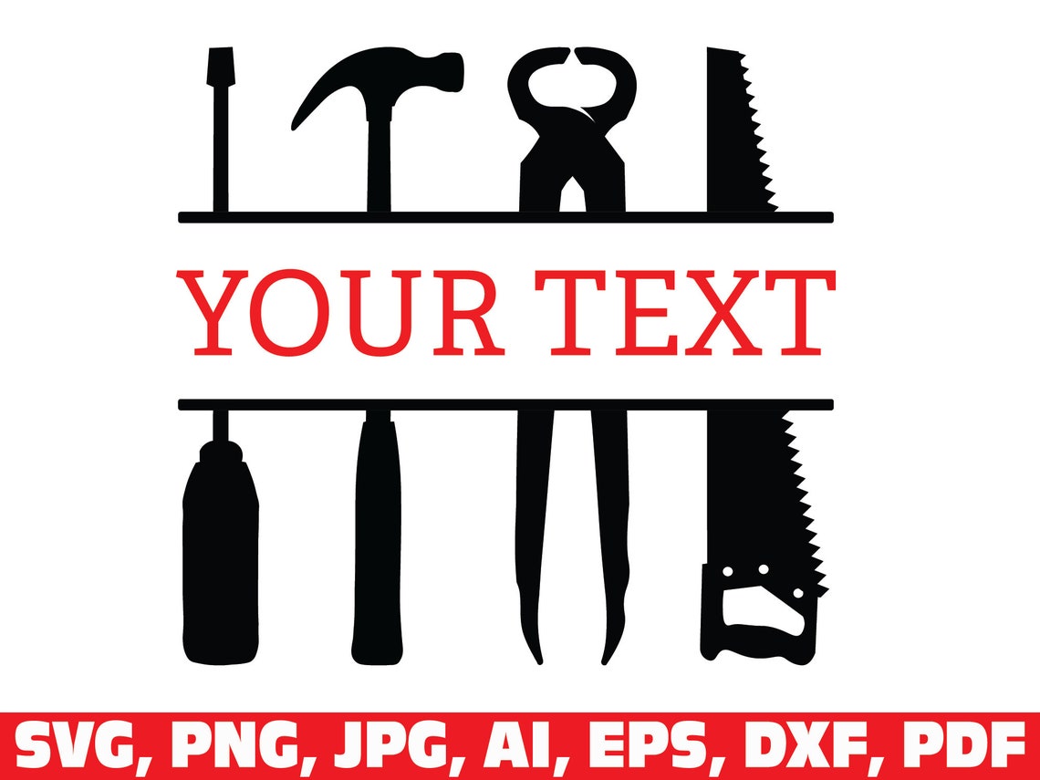 Tools monogram split name frame svg Builder Svg Contractor | Etsy