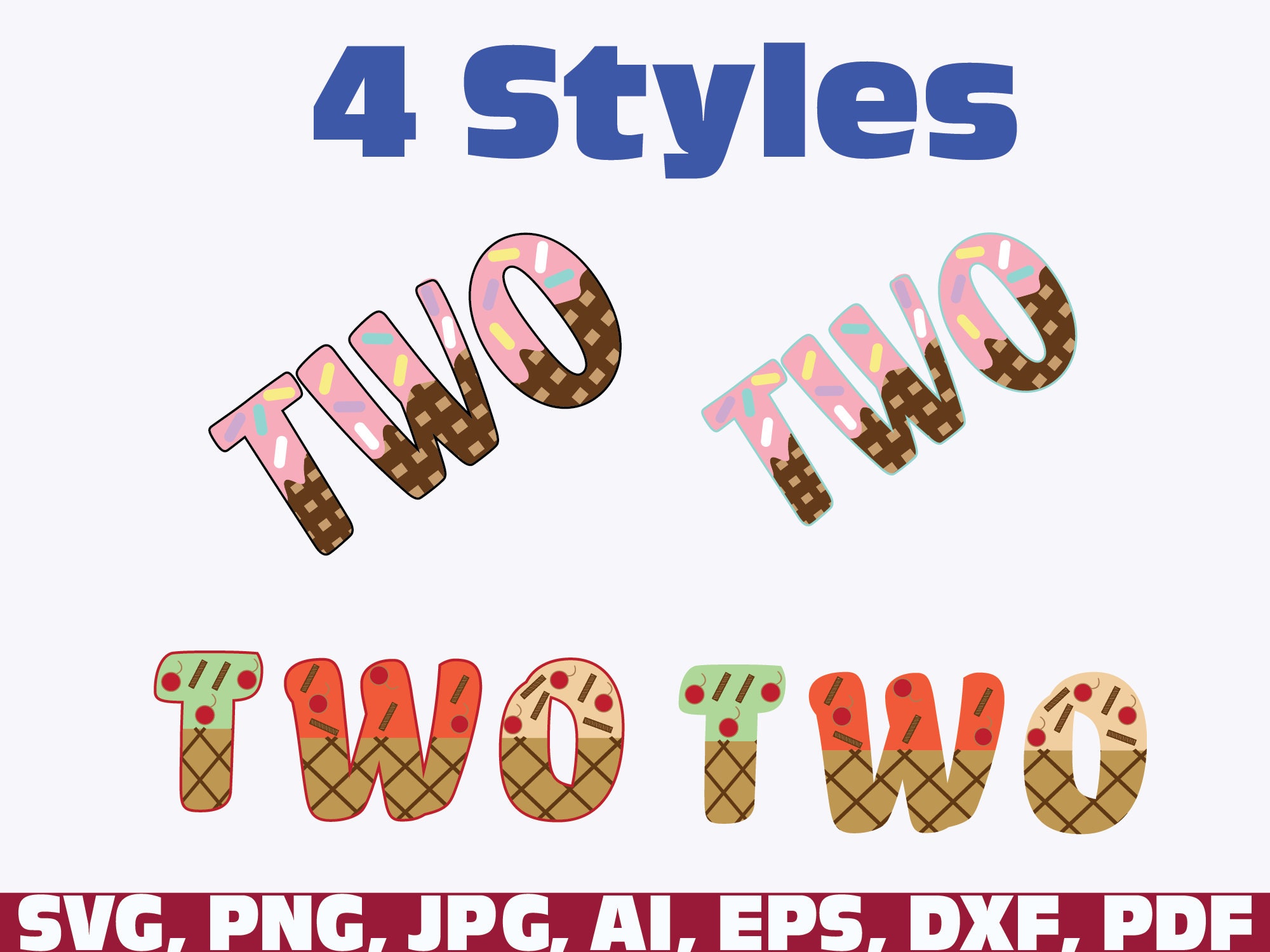 Ice Cream Two Birthday Svg Png Ice Cream 2ndt Birthday Svg - Etsy