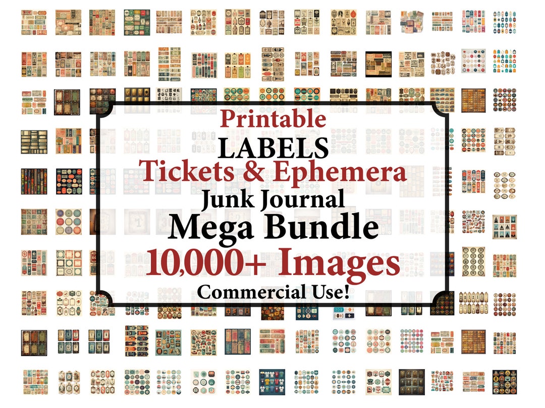 Junk Journal Kit, Labels Ephemera Paperwork Tickets Embellishment ...