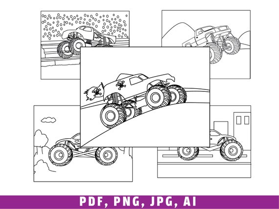 Race Car And Monster Truck Coloring Pages