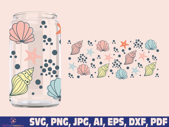 Sea Glass Wrap Svg Png Sea Star Can Glass Wrap Mermaid - Etsy
