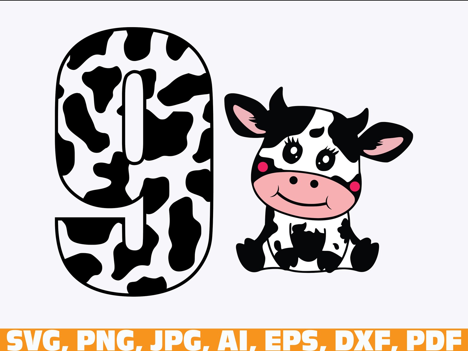Cow Number Birthday Svg Birthday Cow Svg Cow Print Svg | Etsy Canada