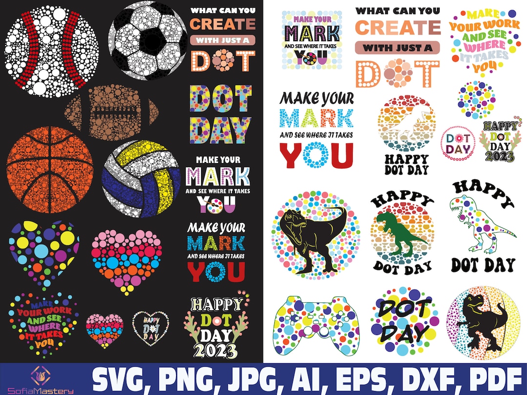 Happy International Dot Day Svg Png Bundle, Polka Dot Football Soccer ...