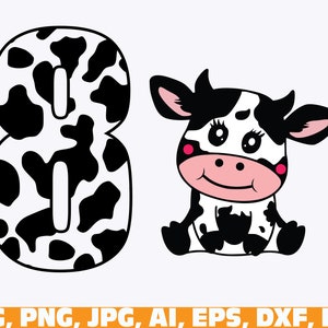 Cow Number Birthday Svg Birthday Cow Svg Cow Print Svg | Etsy Canada