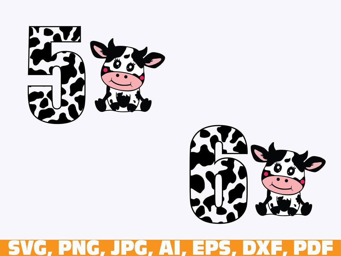 Cow Number Birthday Svg Birthday Cow Svg Cow Print Svg | Etsy Canada