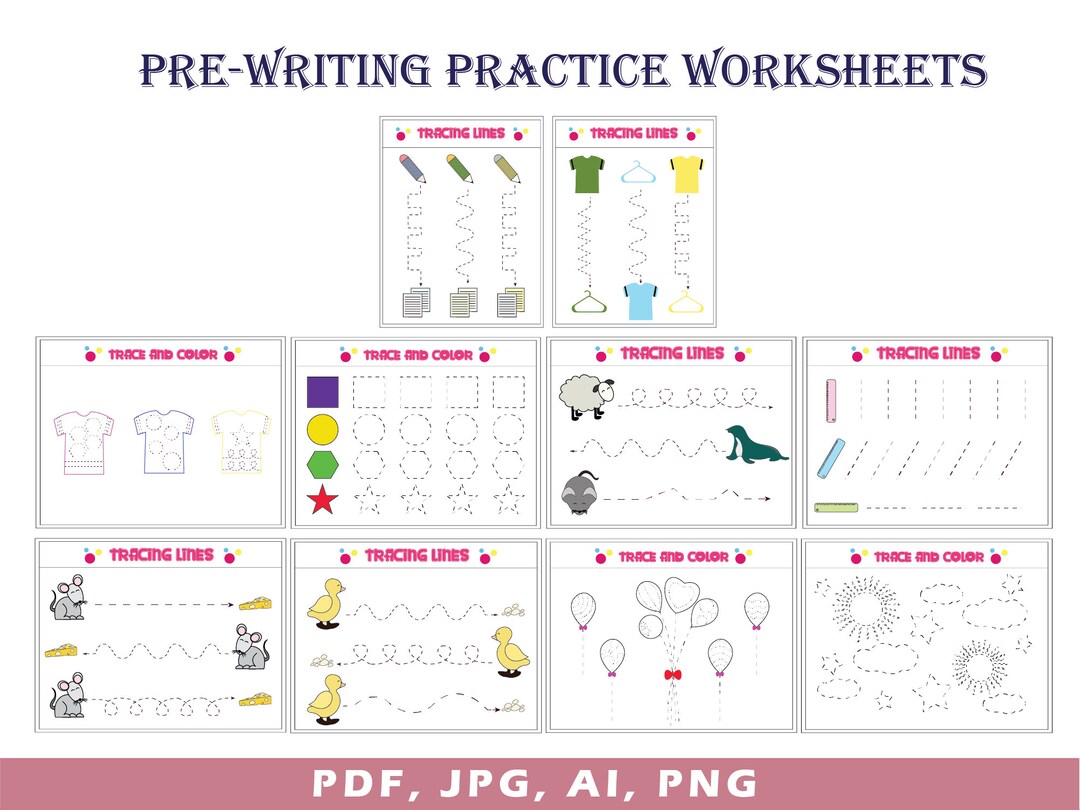 Tracing Practice, Pre-writing Worksheets, Line Tracing, Toddler ...