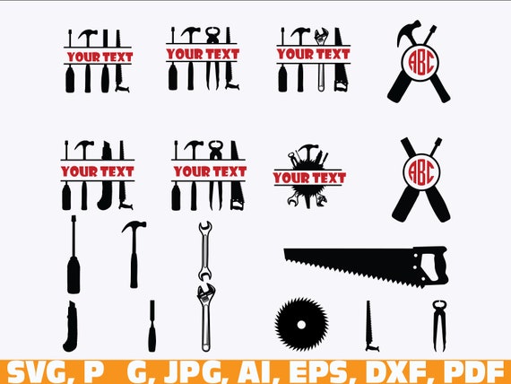 Tools Monogram Split Name Frame Svg Builder Svg Contractor - Etsy